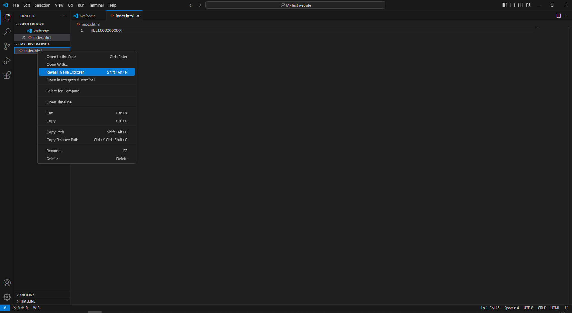 Now, double click the file to open your website.